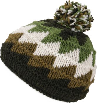 Guru Shop Beanie M&uuml;tze, Bommelm&uuml;tze aus Nepal, Winterm&uuml;tze - Modell 8, Herren/Damen, Wolle