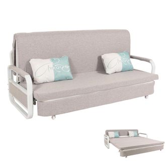 Mendler Schlafsofa HWC-M83, Schlafcouch Couch Sofa, Schlaffunktion Bettkasten Liegefl&auml;che, 190x185cm - Stoff/Textil hellgrau