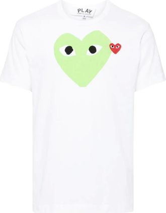 Comme Des Garçons Homme, Tops, Blanc, Taille: XS T-Shirt Emblem Heart