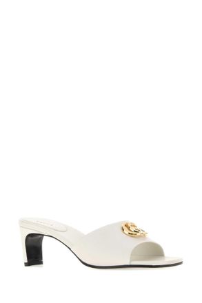 Gucci Womens White Nappa Leather Mules Whitebamboo Lamb Sandali Sandal