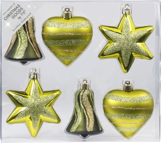 Magic Bodyfashion Christbaumschmuck Formen Mix 9cm Kunststoff 6er Set - bruchsicher & mit Glitzer - Christbaumkugeln für Weihnachtsbaum - Weihnachtskugeln & Weihnachtsb