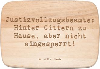 Mr. & Mrs. Panda Fr&uuml;hst&uuml;cksbrett Spruch Justizvollzugsbeamte: Hinter Gittern zu Hause, Aber Nicht eingesperrt! - Geschenk, Schneidebrett Holz