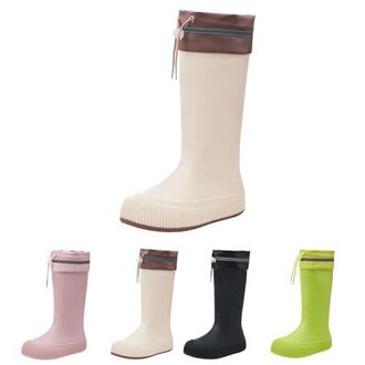 Generic Wellington Bottes de pluie en caoutchouc mi-mollet confortables doubl&eacute;es en peluche Chelsea Bottes de jardin imperm&eacute;ables antid&eacute;rapantes avec fermetur