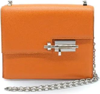 Herm&egrave;s Pre-owned Cuir sacs-bandouliere - Femme - Pre-owned - Orange - Taille: ONE Size