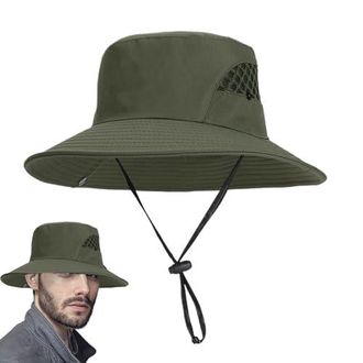 Generico UPF50+ Chapeau de soleil, pliable avec lani&egrave;re r&eacute;glable, pour jardin, plage, randonn&eacute;e, voyage, camping, Army Green, L