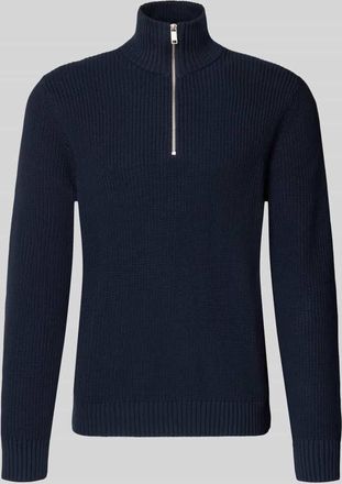 Mc Neal Slim Fit Strickpullover aus reiner Baumwolle mit Troyer-Kragen