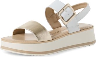 Marco Tozzi Damen Sandalen mit Absatz aus Leder Bequem, Weiß (White Comb), 39 EU