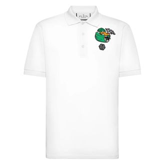 Philipp Plein Homme, Tops, Blanc, Taille: 2XL Polo shirt SS Duck Chest