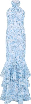 Ralph Lauren Femme, Robes, Bleu, Taille: 36 FR Long Ruffle Dress
