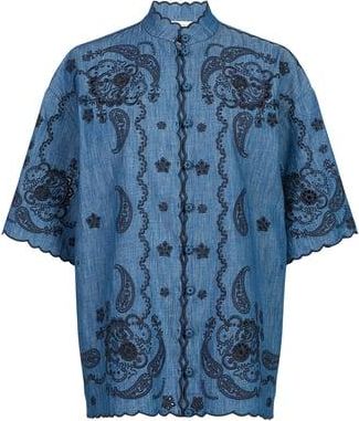 Zimmermann Chemise &agrave; broderie cachemire et bords festonn&eacute;s en coton