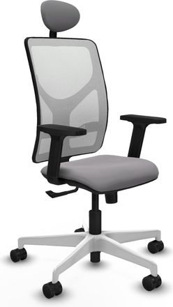 Piqueras y Crespo Schreibtischstuhl, grau und wei&szlig;, mit 2D-Armlehnen, h&ouml;henverstellbare Lendenwirbelst&uuml;tze und festes Kopfteil, ausgestattet mit 3 Positionen und Schnei
