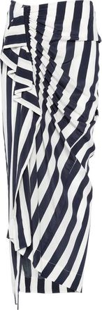 Bondi Born Orta Silk Striped Ruffled Midi Skirt
