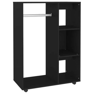 vidaXL Garde-Robe, Armoire &agrave; V&ecirc;tements, Organisateure de V&ecirc;tements, Penderie de Chambre &agrave; Coucher Maison Int&eacute;rieur, Noir Bois dIng&eacute;nierie