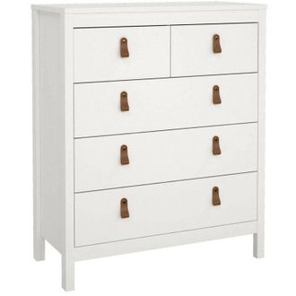 Dmora Commode Nicholas, 5 tiroirs, ouverture coulissante, 38.4x82.3x98.9h cm blanc