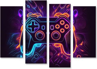 Islandburner Wandbild Für Gamer Fans Neon Videospiel Controller Cyber Gaming auf Leinwand Bilder Bild Poster
