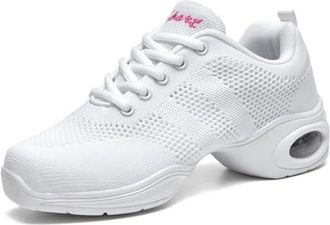 Generic Chaussures de jazz pour femme, baskets de danse à semelle fendue, baskets de danse en ligne, chaussures de danse en maille, semelle légère et respiran