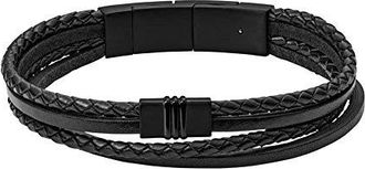 Fossil Bracelet Pour Hommes Vintage Casual, Longueur Intérieure : 175mm - 190mm Bracelet Noir En Acier Inoxydable, JF03098001