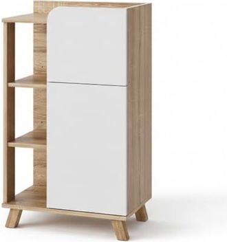Vicco Meuble de Rangement de Salle de Bain Karen, Sonoma/Blanc, 50 x 90 cm avec Porte et tiroir