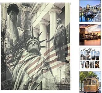 Blindecor Roller Digital - Rollo Digital Design, durchscheinend, Design Statue Freiheit 110 x 180 cm bunt