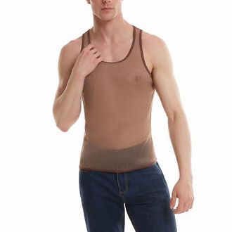 Generic D&eacute;bardeurs de plage &agrave; paillettes pour homme - Chemise dentra&icirc;nement transparente en maille sans manches - Chemise athl&eacute;tique musculaire - Chemise de g