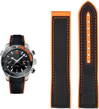 Generic Uhrenarmband für Omega 300 SEAMASTER 600 Planet Ocean Silikon-Nylonarmband Uhrenzubehör Uhrenarmbandkette 20 mm 22 mm Gürtel (Farbe: Schwarz BK, Größe