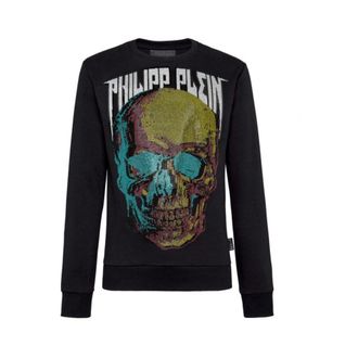 Philipp Plein Homme, Sweatshirts et sweats &agrave; capuche, Noir, Taille: L SweaT-shirt LS Skull