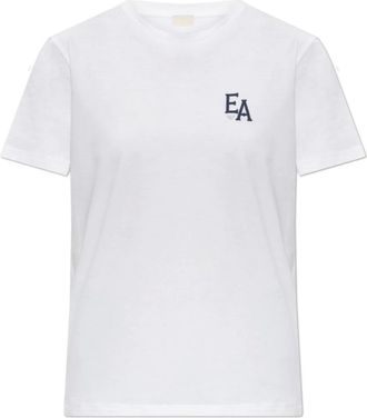 Emporio Armani Femme, Tops, Blanc, Taille: 38 FR T-shirt Jersey Eagle Club avec imprim&eacute;