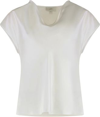 Vince Femme, Blouses et Chemises, Blanc, Taille: 40 FR Blouse en Soie &agrave; Col Drap&eacute;