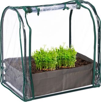 Relaxdays Frühbeet, Pflanzsack, HBT: 70x68x50 cm, PVC-Folie, Stahl, Tür mit Reißverschluss, Anzucht, grün/transparent