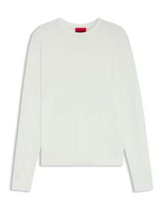 HUGO BOSS Softer Rundhalspullover mit Rippb&uuml;ndchen in