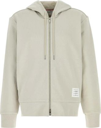 Thom Browne Homme, Sweatshirts et sweats &agrave; capuche, Gris, Taille: M Loopback Jersey 4-Bar Zip Up Sweat &agrave; capuche