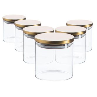 Argon Tableware Scandi -Aufbewahrungsgl&auml;ser Mit Metallischen Deckeln - 550ml - Gold - Pack Von 6