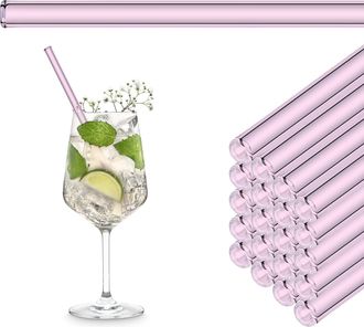 Halm HALM Rosa Glas-Strohhalme Wiederverwendbar Trinkhalm - 50 Stück gerade 20 cm für Gastronomie, Restaurant, Bar, Cafe, Hotel - Spülmaschinenfest - Glast