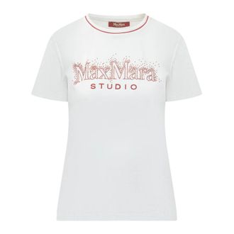 Max Mara Kurz&auml;rmeliges T-Shirt mit Rundhalsausschnitt - - Tops - Damen - Wei&szlig; - XS