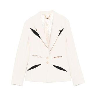 Elisabetta Franchi Femme, Vestes, Blanc, Taille: 38 FR Veste cintr&eacute;e