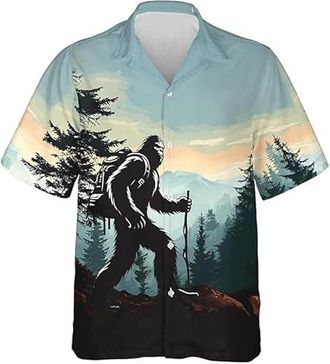 Keephen Gorille Hawaiian Chemise Femmes Hommes Gorille Animal Impression 3D Hawaii Chemise &Eacute;t&eacute; Plage Vacances Manches Courtes Boutonn&eacute;e Chemise