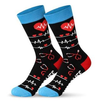 Satinior Chaussettes Fantaisie pour Unisexe Infirmi&egrave;res M&eacute;decins H&ocirc;pitaux Cadeaux pour No&euml;l Anniversaire(&Eacute;lectrocardiogramme)
