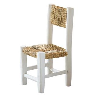 HOME MAISON Home Maison Chaise Enfant-45 cm Stuhl, Lorbeerholz, roh Doum Palmfaser, weiß, 45 x 20 x 20 cm