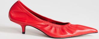 Topshop Arizona - Escarpins en cuir v&eacute;ritable fronc&eacute; &agrave; petit talon - Rouge