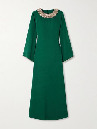 Shatha Essa Robe Aus Cr&ecirc;pe Mit Kristallen - Gr&uuml;n