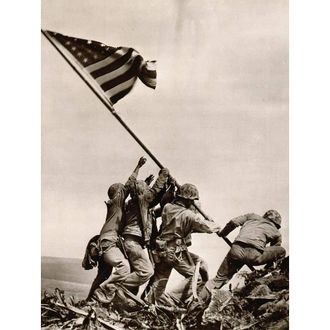 Wee Blue Coo War Wwii Iwo Jima Stars Stripes Flag Art Print Poster Wall Decor 12X16 Inch
