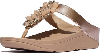 FitFlop Damen Fino Bauble-Bead Toe-Post Sandale, Metallic Classic Beige, 36 EU Weit
