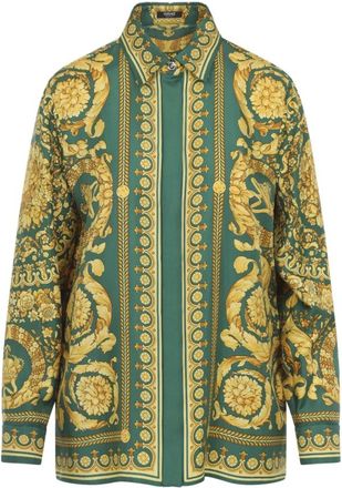Versace Femme, Blouses et Chemises, Multicolore, Taille: 36 FR Chemise en soie Barocco