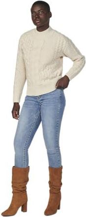 Kor&ouml;shi Pull &agrave; manches longues et col rond avec jacquard de diff&eacute;rentes tresses pour femme de couleur &eacute;cru, blanc, M