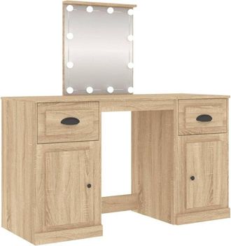 vidaXL Schminktisch mit LED-Leuchten Sonoma-Eiche 130x50x132,5 cm vidaXL