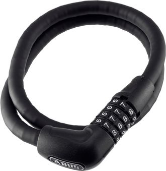 ABUS Panzerkabelschloss Steel-O-Flex Tresorflex 6615C - Zahlenschloss aus Stahlkabel mit Panzer aus Stahlhülsen Sicherheitslevel 5-85 cm, Schwarz