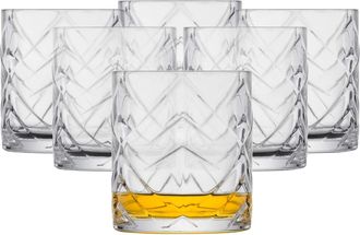 Schott Zwiesel Whiskyglas Fascination (6er-Set), Tumbler für Whisky mit Karo-Schliff, spülmaschinenfeste Kristallgläser (Art.-Nr. 121667)