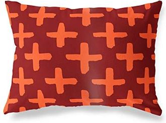Bonamaison Le Jardin du Lin Kissenbezug Zierkissenbezug Orange-Bordeaux Kissenbezug, F&uuml;r Bett, Auto, Sofa, Haus, Wohnzimmer, Schlafzimmer, Dekoration, 45x60 Cm -