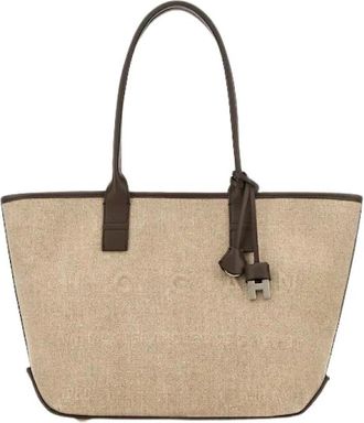 Hogan Femme, Sacs, Beige, Taille: ONE Size Sac Shopping Moyen en Toile