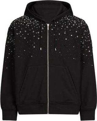 Benjamin Benmoyal Sweat droit capuche zippé à strass en coton